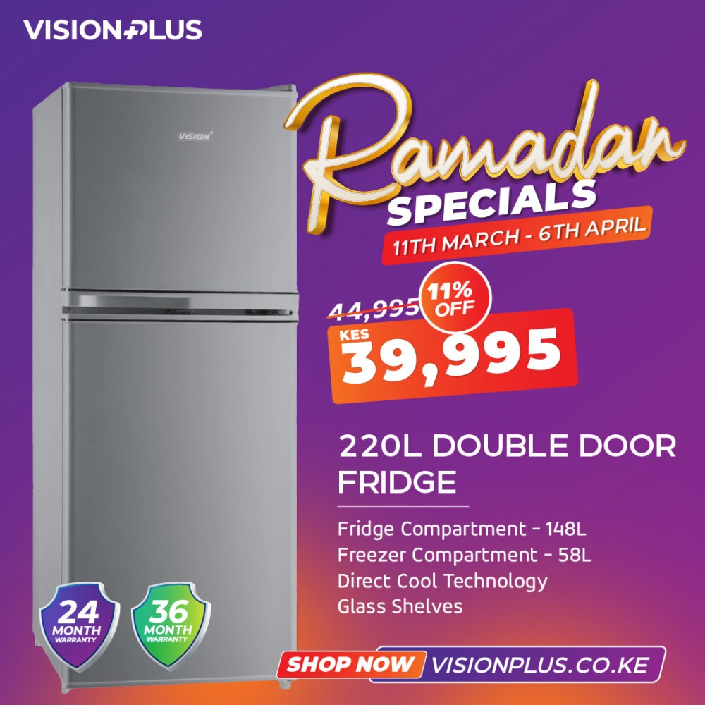 220L Double Door Refrigerator - Vision Plus