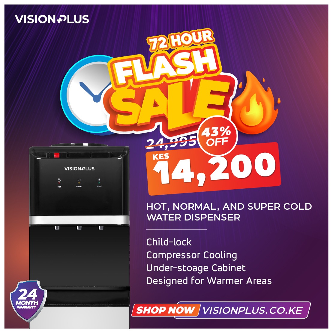 Hot, Normal, and Super Cold Water Dispenser - Vision Plus