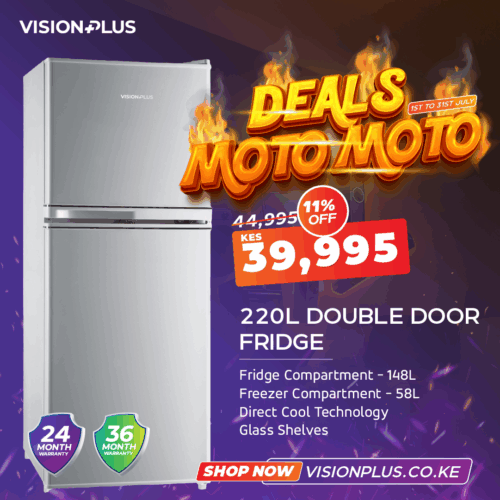 220L Double Door Refrigerator - Vision Plus